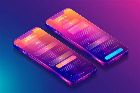 Four Phone Interface With Ui Ux Presentation Perspective View Premium