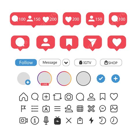 새로운 인스타그램 아이콘 세트 벡터 인스타그램 알림 팔로우 아이콘 연락처 목록 Png 일러스트 및 벡터 에 대한 무료 다운로드 Pngtree