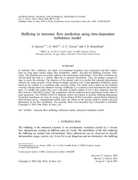 Buffeting In Transonic Flow Prediction Using Time Dependent Turbulence