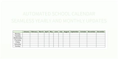 Automated School Calendar Seamless Yearly And Monthly Updates Excel