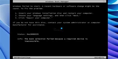 Boot Selection Failed Because A Required Device Is Inaccessible Fix