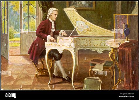 Wolfgang Amadeus Mozart The Austrian Composer Playing An Ornate