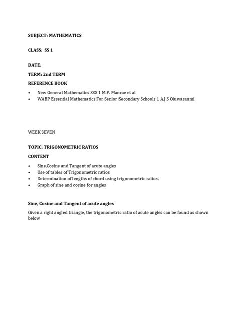 Trigonometric Ratios Pdf Trigonometric Functions Trigonometry