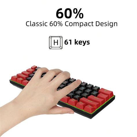Hxsj Key Compact Mechanical Keyboard Mini Gaming Keyboard With Blue Switch Anti Ghosting