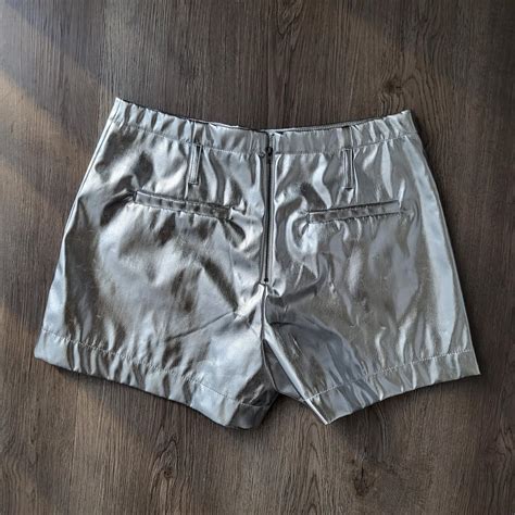 New Metallic Silver Shine Shorts Cute For Holiday Depop