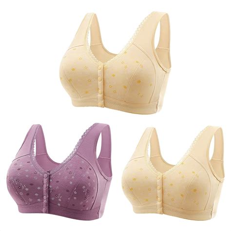 3pc Front Fastening Bras For The Elderly Women Plus Size Non Wired