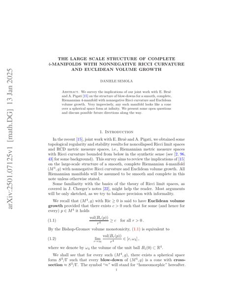 Pdf The Large Scale Structure Of Complete 4 Manifolds With