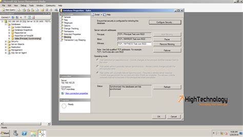 sql server database mirroring in domain environment hightechnology