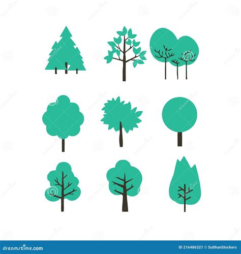 Tree Shape Illustration Concept With Flat Design Style In The Collection Stock Vector