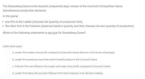 Solved The Stackelberg Game Is The Dynamic Sequential Play