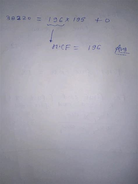use euclid s division algorithm to find the hcf of 196 and 38220