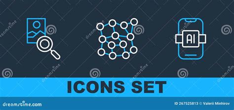 Set Line Artificial Intelligence Ai Photo Retouching And Neural