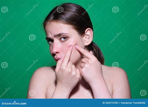 Dermatology Puberty Asian Young Woman Girl Looking Into Mirror