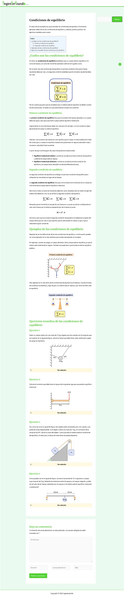 Condiciones de equilibrio Condiciones de equilibrio En este artículo