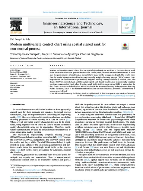 Pdf Modern Multivariate Control Chart Using Spatial Signed Rank For Non Normal Process