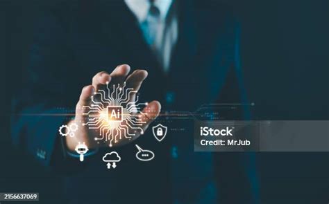 Ai 기술 및 기계 학습 인공 지능 Ai 기술 스마트 로봇을 사용하는 사업가 혁신 미래 지향적 디지털 기술 전환 Ai 봇과 채팅