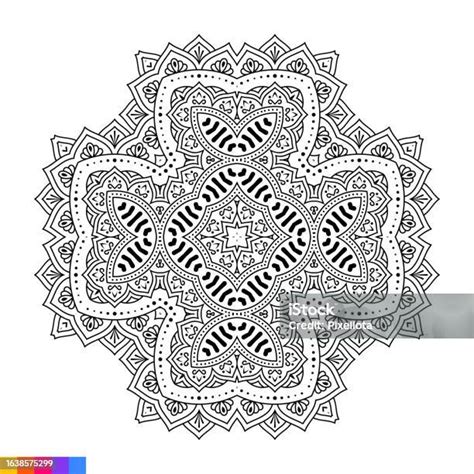 색칠하기 책 페이지를 위한 만다라 아트 디자인 그래픽 프린트에 대한 스톡 벡터 아트 및 기타 이미지 그래픽 프린트 꽃 식물