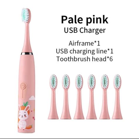 Звукова акумулаторна електрическа четка за зъби за деца 6 глави за четки меки четки Dupont 4