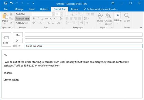 Outlook Reply Template