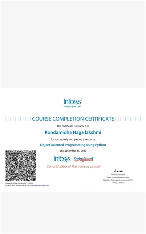 Infosys Kondamidha Naga Lakshmi 2nd