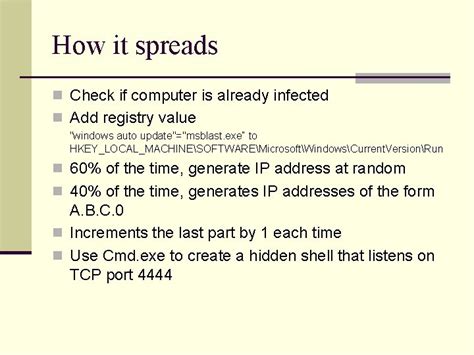 The Ms Blaster Worm Presented By Zhiwen Ouyang