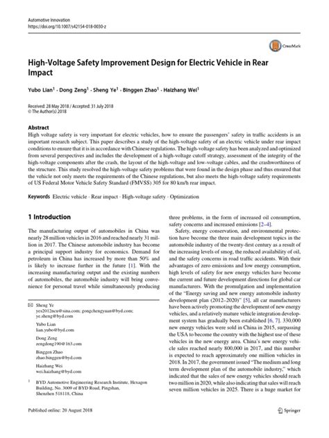 High Voltage Safety Improvement Design For Electri Pdf High Voltage