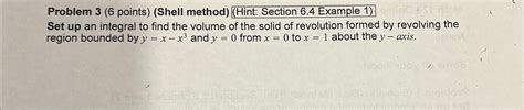 Solved Problem 3 6 ﻿points Shell Method Hint Section