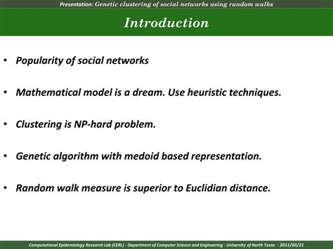 Ppt Presentation Genetic Clustering Of Social Networks Using Random Walks Powerpoint