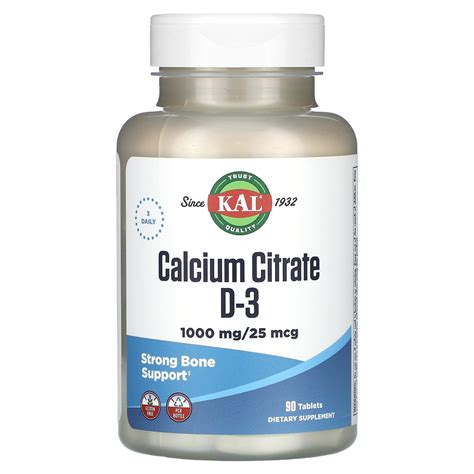 Kal Calcium Citrate D 3 90 Tablets
