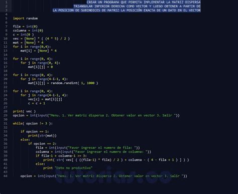 Arrays Python Matriz Dispersa Triangular Inferior Derecha En Vector Tutorias Co