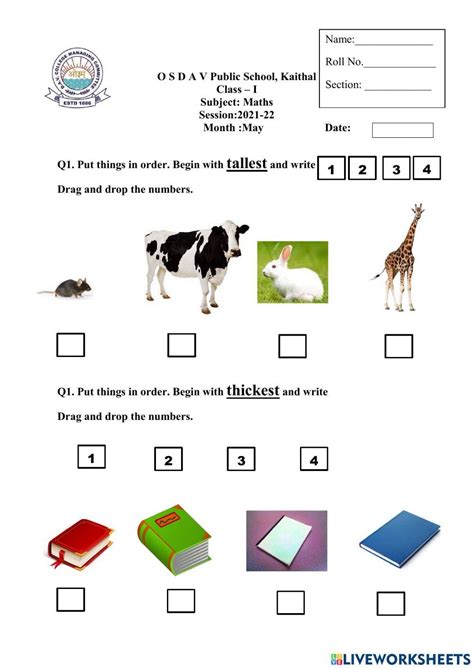 Number Concept Worksheet For Grade 1 Live Worksheets Worksheets Library