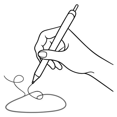 Hand Holding Pen Line Art Style Illustration 55178633 Vector Art At