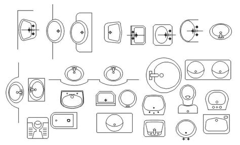 Autocad 2d Drawing Of Different Designs Of Washbasin Cad Blocks Cad File Dwg File