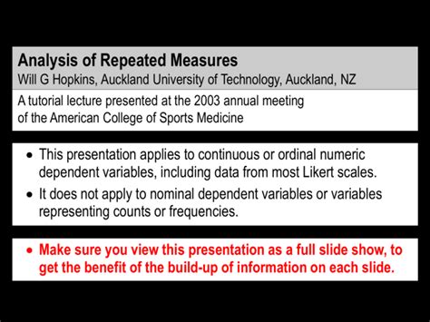 Analysis Of Repeated Measures