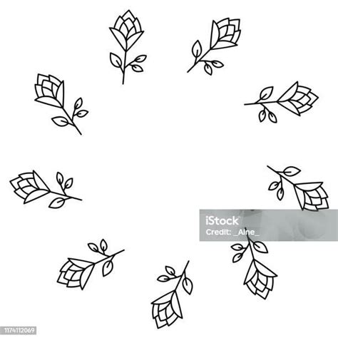 꽃 화환입니다 흰색 배경에 격리 된 꽃 라운드 프레임입니다 벡터 그림입니다 0명에 대한 스톡 벡터 아트 및 기타 이미지 0명 개체 그룹 곡선 Istock