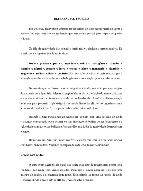 Pdf Referencial Teorico Da Reatividade Dos Metais Dokumentips