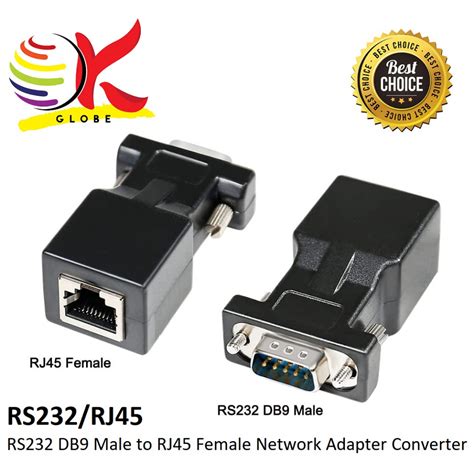 RS232 DB9 MALE TO RJ45 FEMALE NETWORK ADAPTER ETHERNET CONVERTER FOR CAT5 CAT5E CAT6 RS232