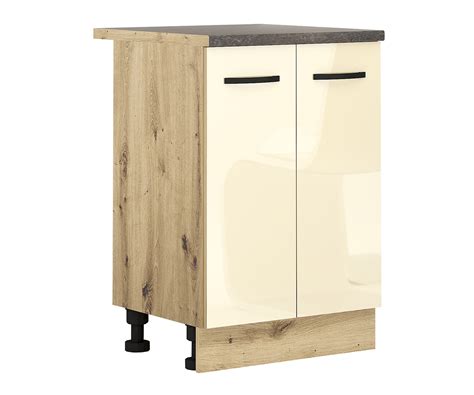 Долен кухненски шкаф за мивка Лорен B68 60 см Mdf Бадем гланц Артизан Мебели Венус