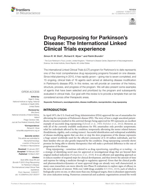 Pdf Drug Repurposing For Parkinsons Disease The International Linked Clinical Trials Experience