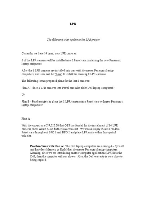 Lpr Proposal Pdf Dell Computer Architecture
