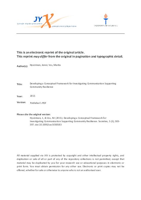 Pdf Developing A Conceptual Framework For Investigating Communication Supporting Community