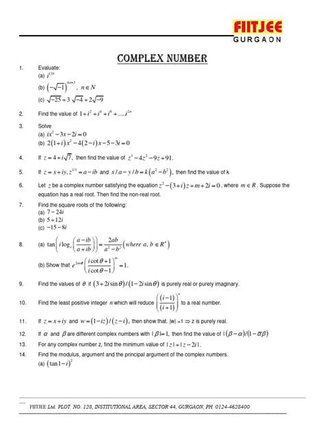Complex Number Pdf Complex Number Area