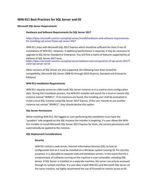 Pdf Win 911 Best Practices For Sql Server And Iis · Configuration Gui