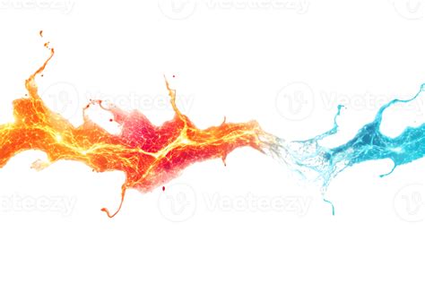 Dynamic Abstract Composition Of Vibrant Splashes In Orange And Blue