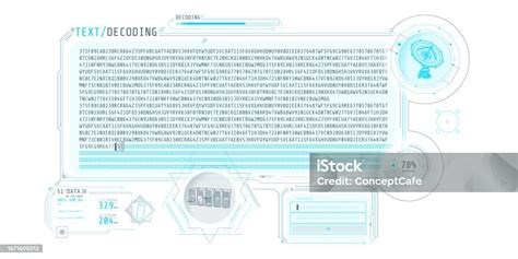 Radio Telescope Data Processing Interface With Text Decoding Stock