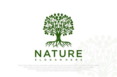 Root Of The Tree 로고 아이콘 나무의 실루 터 일러스트레이션 프리미엄 벡터