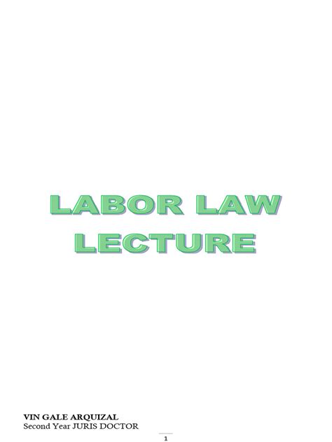 Labor Law Lecture 1 Pdf Migrant Worker Employment