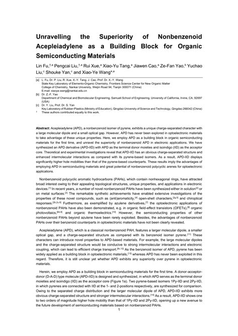 Pdf Unravelling The Superiority Of Nonbenzenoid Acepleiadylene As A Building Block For Organic