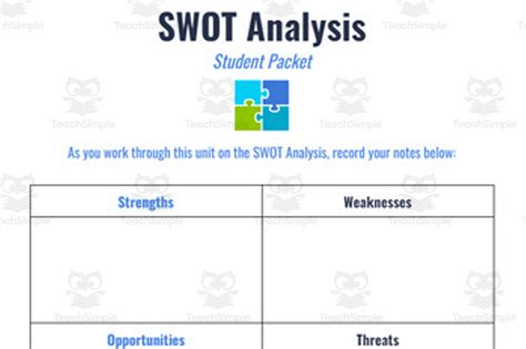 Swot Analysis Class Slidedeck Student Handout And Student Workbook