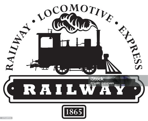 Logo With Vintage Railway Steam Locomotive Stock Illustration